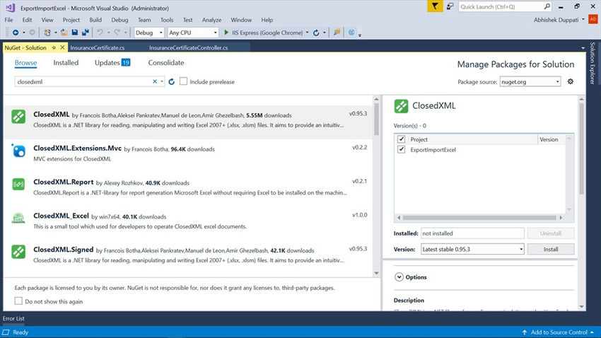 Import And Export Data Using Excel File In ASP.NET MVC